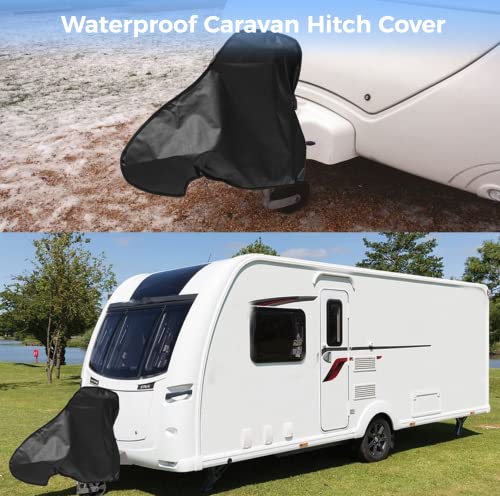 34.25x24.4 Inch Caravan Hitch Cover, Universal Waterproof Breathable Tow Hitch Cover for Caravan Tongue Jack Cover, PVC Trailer Tow Ball Coupling Lock for Camper & Caravan