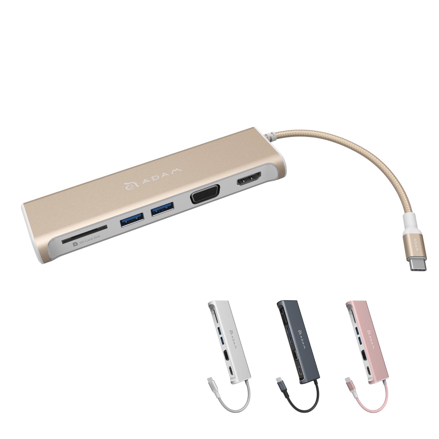 ADAM elements 5-in-1 USB C Hub - 4K USB C to HDMI - SD Card Reader - 2 USB 3.1 Ports - Portable, Durable Aluminum Case