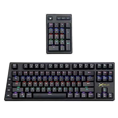 DeLUX KM12 Programmable Wired Mechanical Keyboard and Numeric Keypad Combo