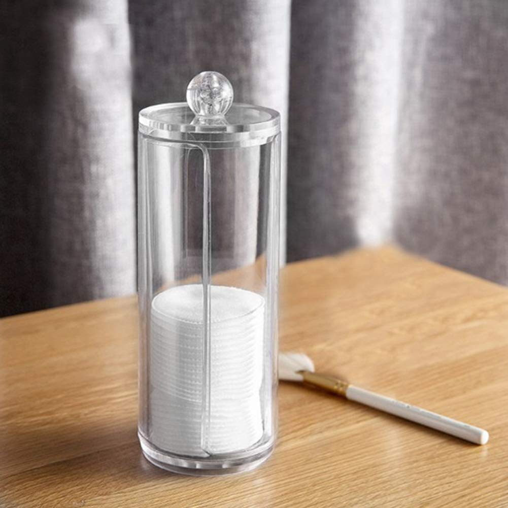 Cotton Rounds, Cotton Round Holder Transparent Round Acrylic Cotton Pad Storage Case Organizer, Puff Holder Container for Makeup Tool Cosmetic Kit