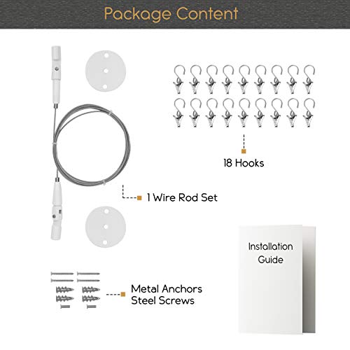 You Have Space TOTART Picture Hanging Kit and Curtain Rod with 18 Clips for Kids Crafts, Artwork, Tapestry, Stainless Steel, White