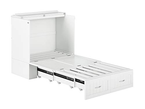 AFI Southampton Murphy Bed Chest with Charging Station, Twin XL, White