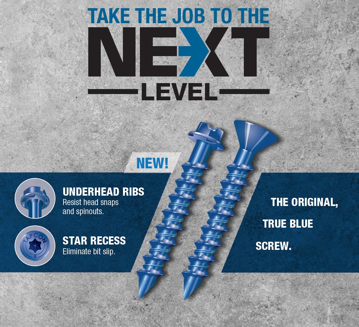 Tapcon 1/4" x 2-1/4" Star Torx Head Concrete Anchor Screws 3187407V2 | 100 Pack | Drill Bit Included