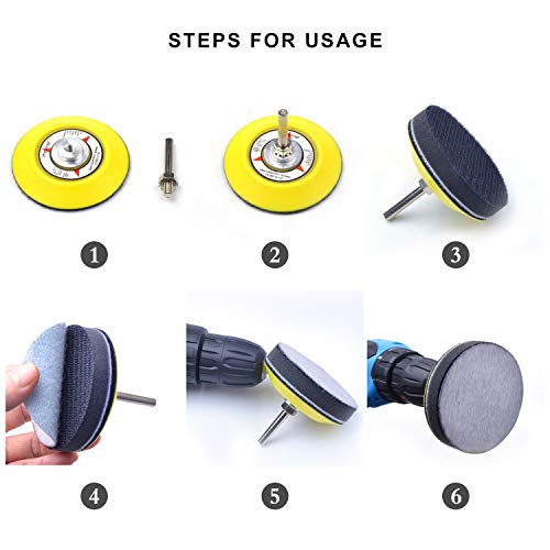 3 Inch Sanding Discs 100 PCS, POLIWELL 60-10000 Grits Hook & Loop Wet Dry Grinding Abrasive 3β Sandpaper +Backing Pad, Soft Foam Buffering Pad for Woodworking Automotive Metal