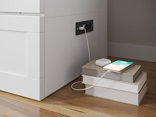AFI, Hamilton Murphy Bed Chest with 6 inch Memory Foam Folding Mattress, Built-in Charging Station and Storage Drawer, Full, White