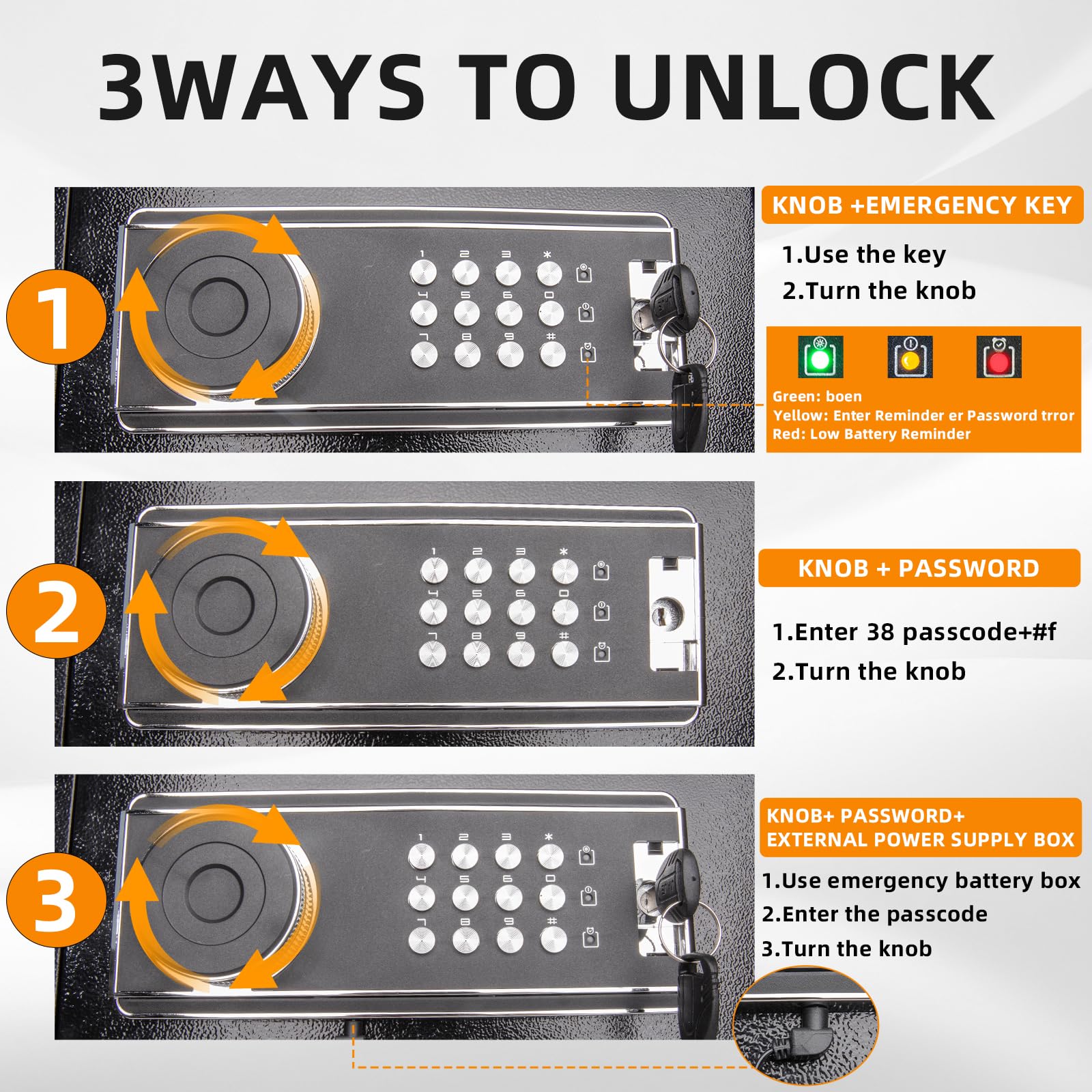 3 Cub Home Safe Box Fireproof Waterproof, Security Safe with Digital Keypad and Built in Lock Box, Fireproof Bag With Lock, Fireproof Safe for Home Firearm Medicine Improtant Papers Valuables