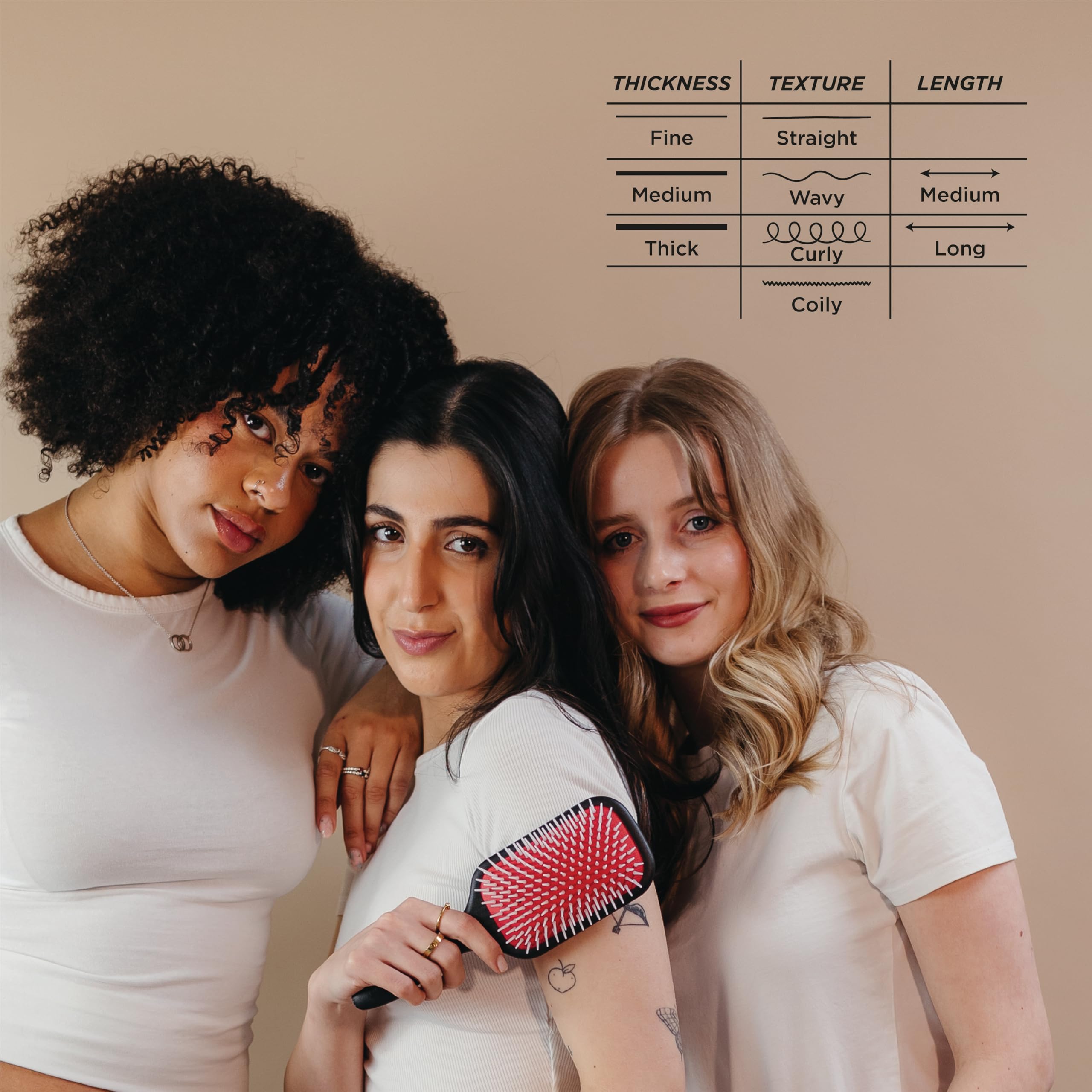 Denman Power Paddle Hair Brush for Fast and Comfortable Detangling, Blow Drying and Styling - Combination of D3 Styling Pins & Paddle Brush - For Women and Men (Red & Black), D38