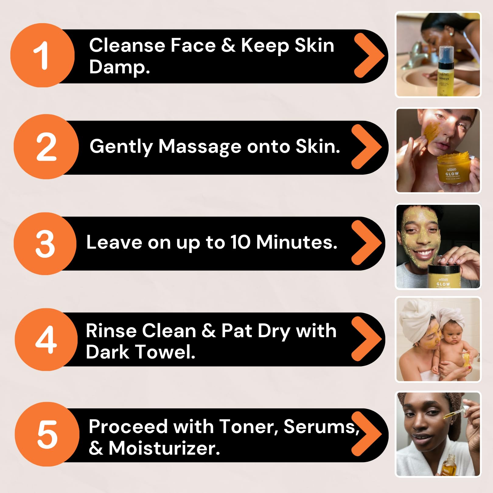 Minimo Glow Turmeric Face Scrub (ππ§π¬πππ§πππ) - Infused with Turmeric, Manuka Honey, Cinnamon, and Chamomile - Face Scrubber for All Skin Types - 5 FL OZ (147 ML)