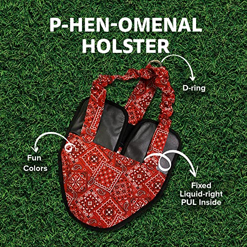 Bird Diaper, Wrap Around - for Hens, Roosters, Ducks, Leak-Proof Design, Comfortable Bird Harness with Sewn-in Liner, Secure Hook & Loop Closure - Large, Red Bandana