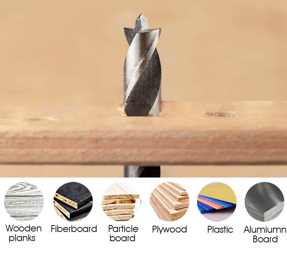 Countersink Drill Bit, Golden^Li 7 PCS 3-10mm HSS Woodworking Drill Bits Set Chamfering Counter Bits with One Hex-Key, Adjustable Carpentry Reamer Plated Perfect for Plastic Metal Wood DIY