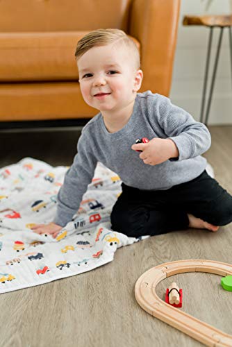 ADDISON BELLE Dream Everything Blanket - 100% Muslin Cotton - Oversized 47 inches x 47 inches - Premium 4 Layer Blanket (Trains)