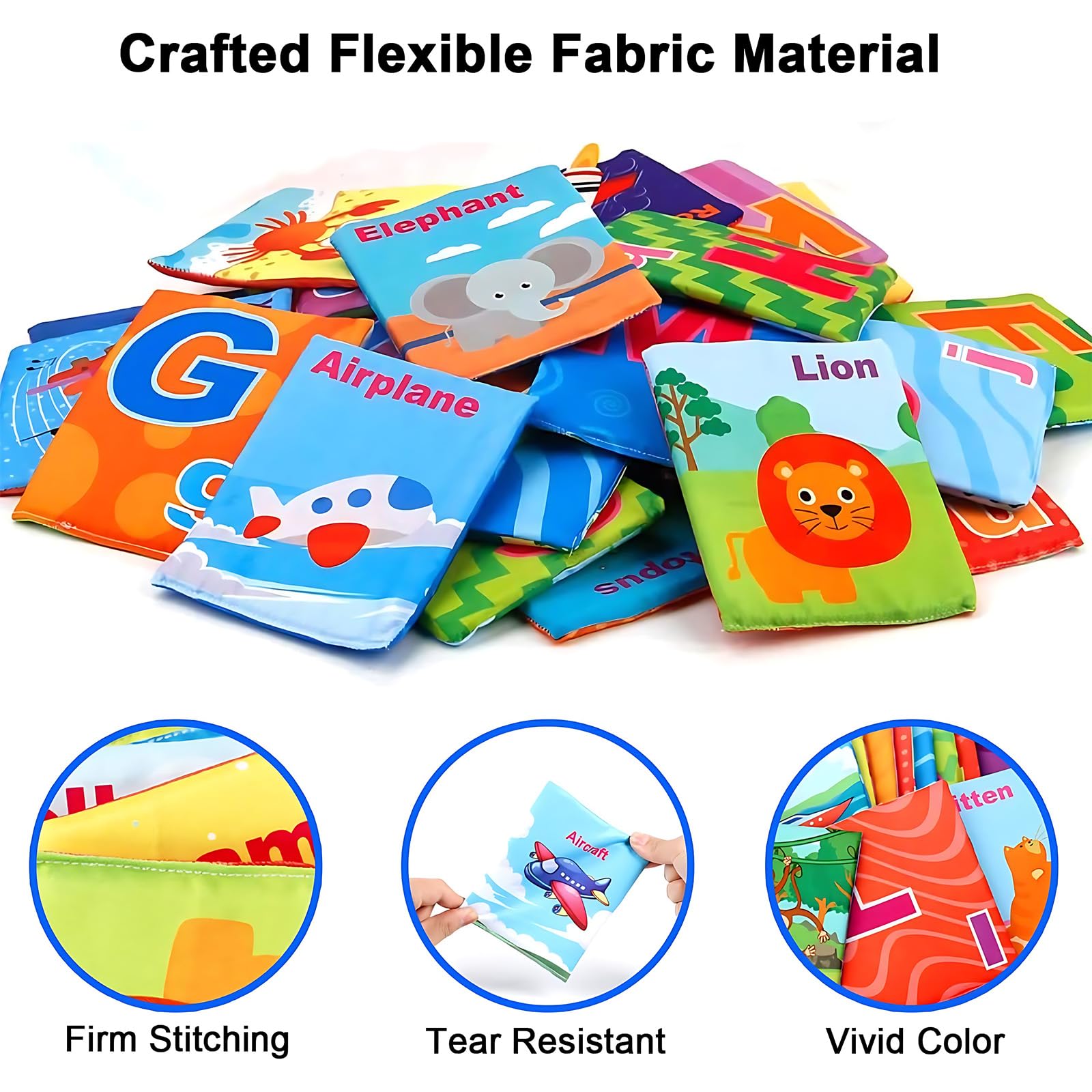 Adpartner Baby Soft Alphabet Cards Toy, 26Pcs ABC Learning Flash Cards with Drawstring Storage Bag, Washable Cloth Letter Cards Early Educational Toys for 0 1 2 3 Years Old Babies Infants Toddlers