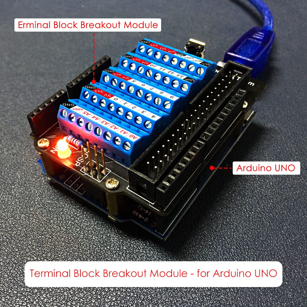 GeeekPi Screw Terminal Hat for Arduino UNO, GPIO Screw Terminal Block Breakout Module with Horn Socket Connector, GPIO Expansion Board Breakout for Arduino UNO