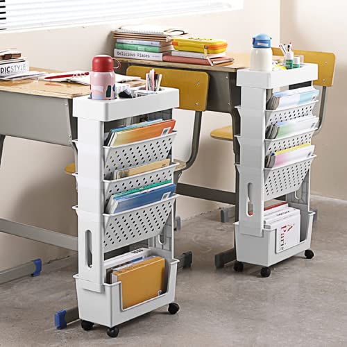 APBATS 5 Tier Book Rack Storage Bookshelf, Removable Movable Unique Bookcase, Utility Organizer White Bookshelves for Kids Children Students Study in Bedroom Living Room Home School