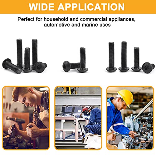 VIGRUE 900PCS M2 M3 M4 Hex Button Head Socket Cap Screws Bolts Nuts Washers Assortment Kit Alloy Steel with Allen Wrench