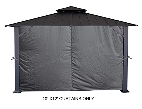 APEX GARDEN Four-Side Privacy Curtain Set for 10-Ft x 12-Ft Gazebo (Grey)