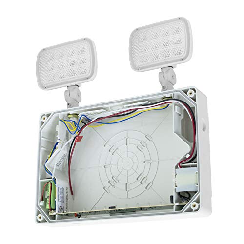 LFI Lights | Wet Location Rated Combo Green Exit Sign with Emergency Lights | White Housing | All LED | Two Adjustable Heads | Hardwired with Battery Backup | UL Listed | WLFCOMBO-G