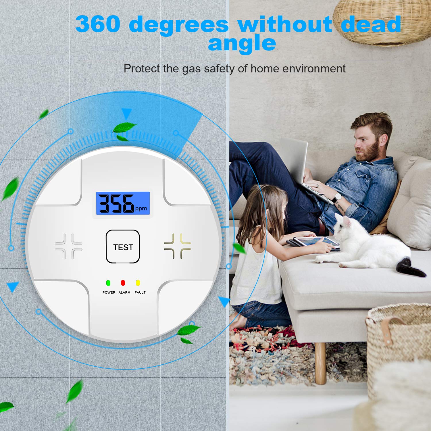 3 Pack Combination Smoke Carbon Monoxide Alarm Detector Battery Operated, Portable Smoke and Co Alarm for Home Bedroom Travel,Easy to Install