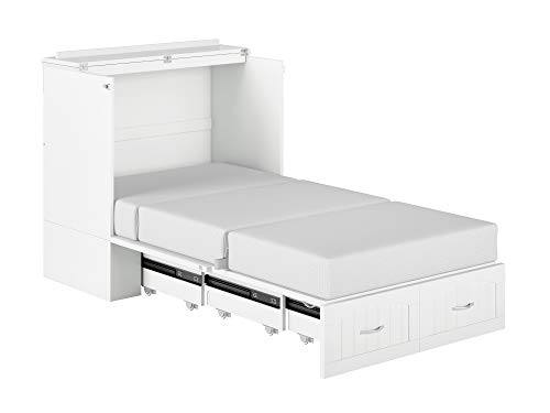 AFI Southampton Murphy Bed Chest with Charging Station, Twin XL, White