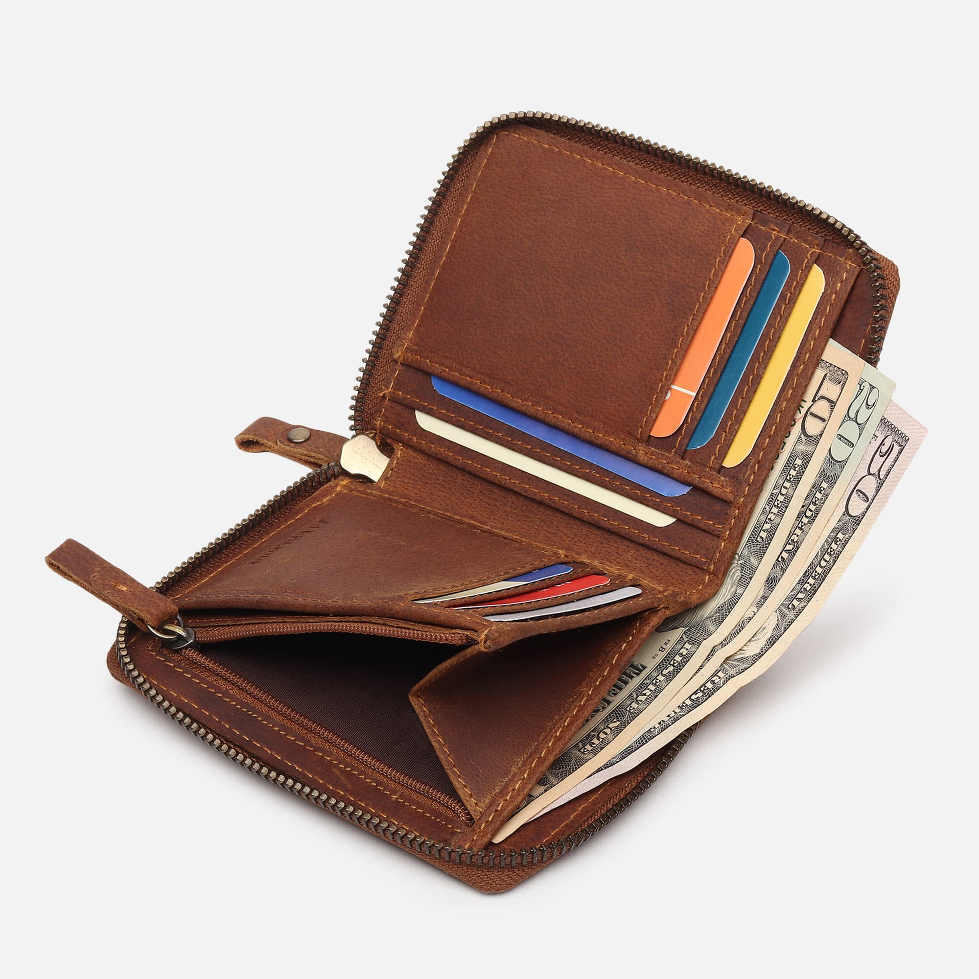 ALPHAHIDE Genuine Leather Wallet for Women - RFID Blocking Ladies Wallet - Zip-Around Ladies Purse - Credit Card Holder - Coin Pocket
