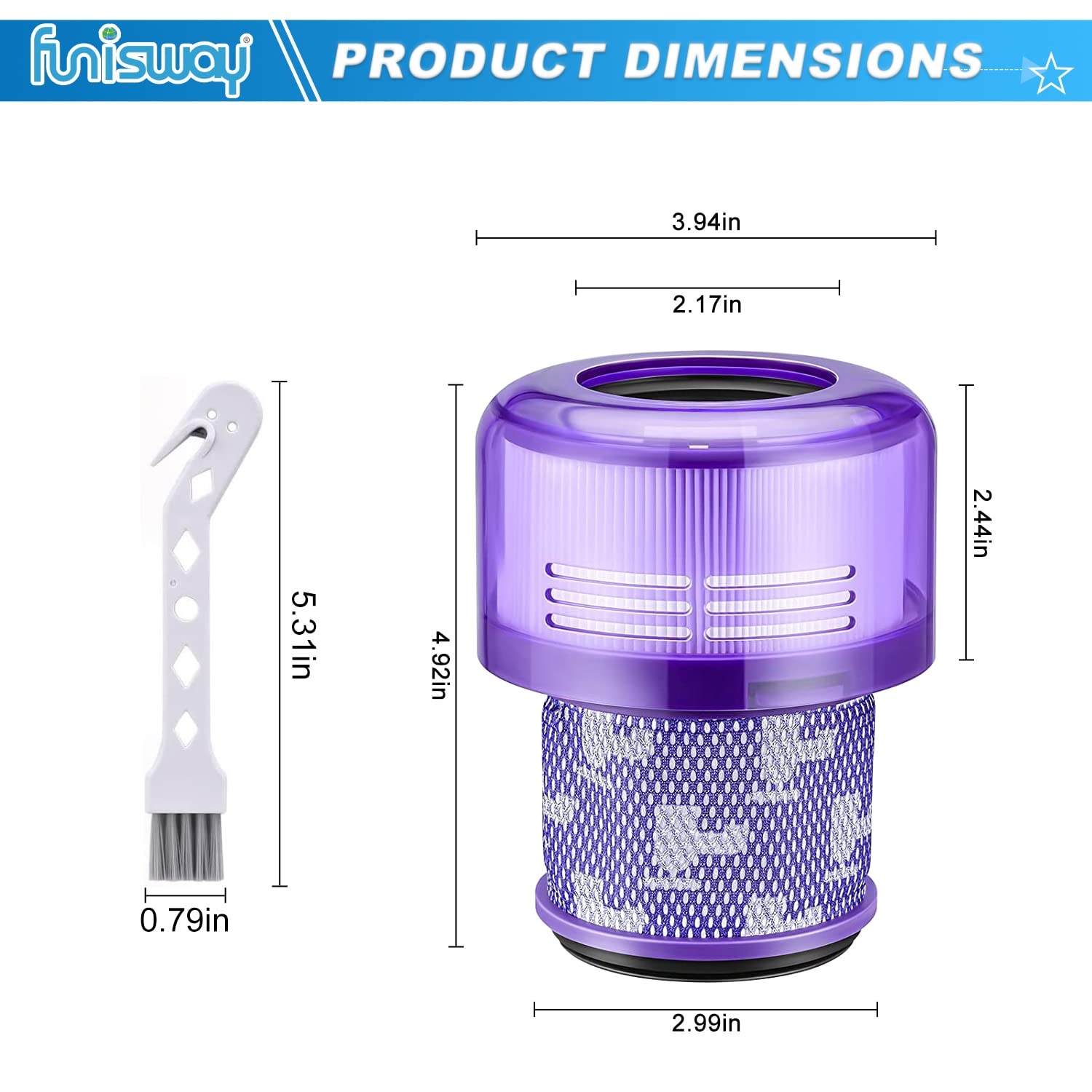 2 Pack Replacement V11 Filters for V11 Torque Drive V11 Animal V15 Detect Vacuum, Replace Part 970013-02