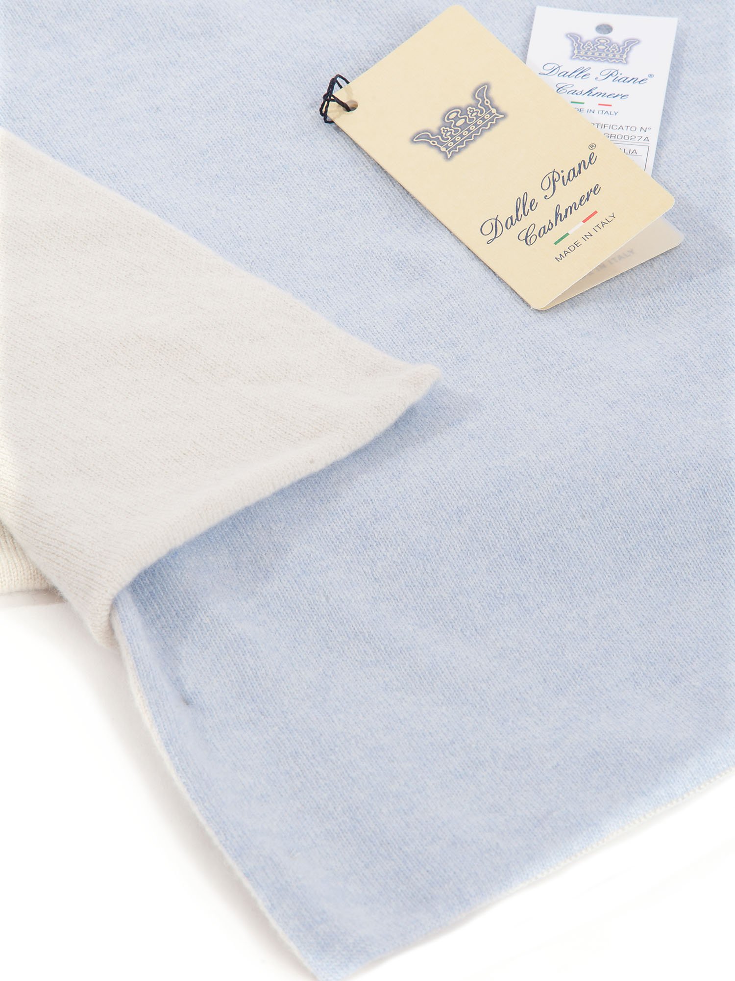 Dalle Piane Cashmere - Two-Colored Baby Cashmere Blanket Made in Italy - Color: Sky
