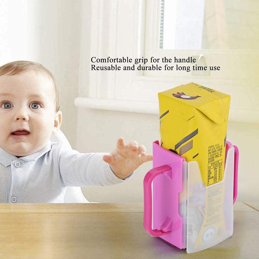 Adjustable Bottle Cup Holder Spill-Proof Milk Box Drinking Bottle Cup Holder with Handle for Baby Toddler Kid Child Kitchen Tool(Red)
