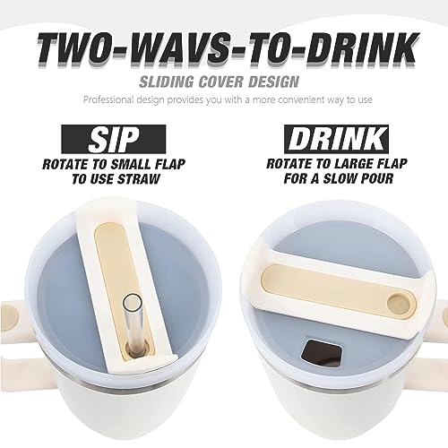 3 Pack for Stanley Lid Replacement 40 Oz, Replacement Spill Proof Splash Resistant Tumbler Lids, Reusable Tumbler Cover for Stanley Cup Accessories (Grey+Black+Beige)