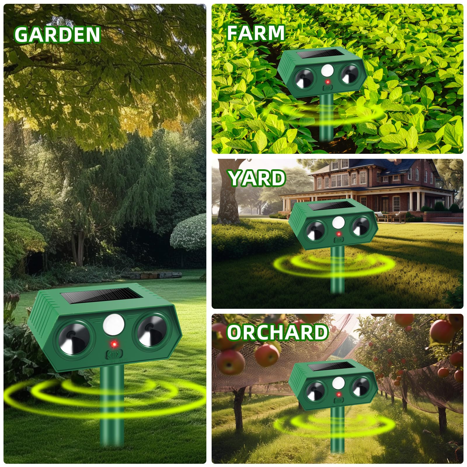 4 Pack Animal Repellent Ultrasonic Cat Repeller Deer Repellent Solar Animal Repeller with Motion Sensor Detection Dog Fox Raccoon Repellent Squirrel Repellent Skunk Repellent Deterrent for Yard