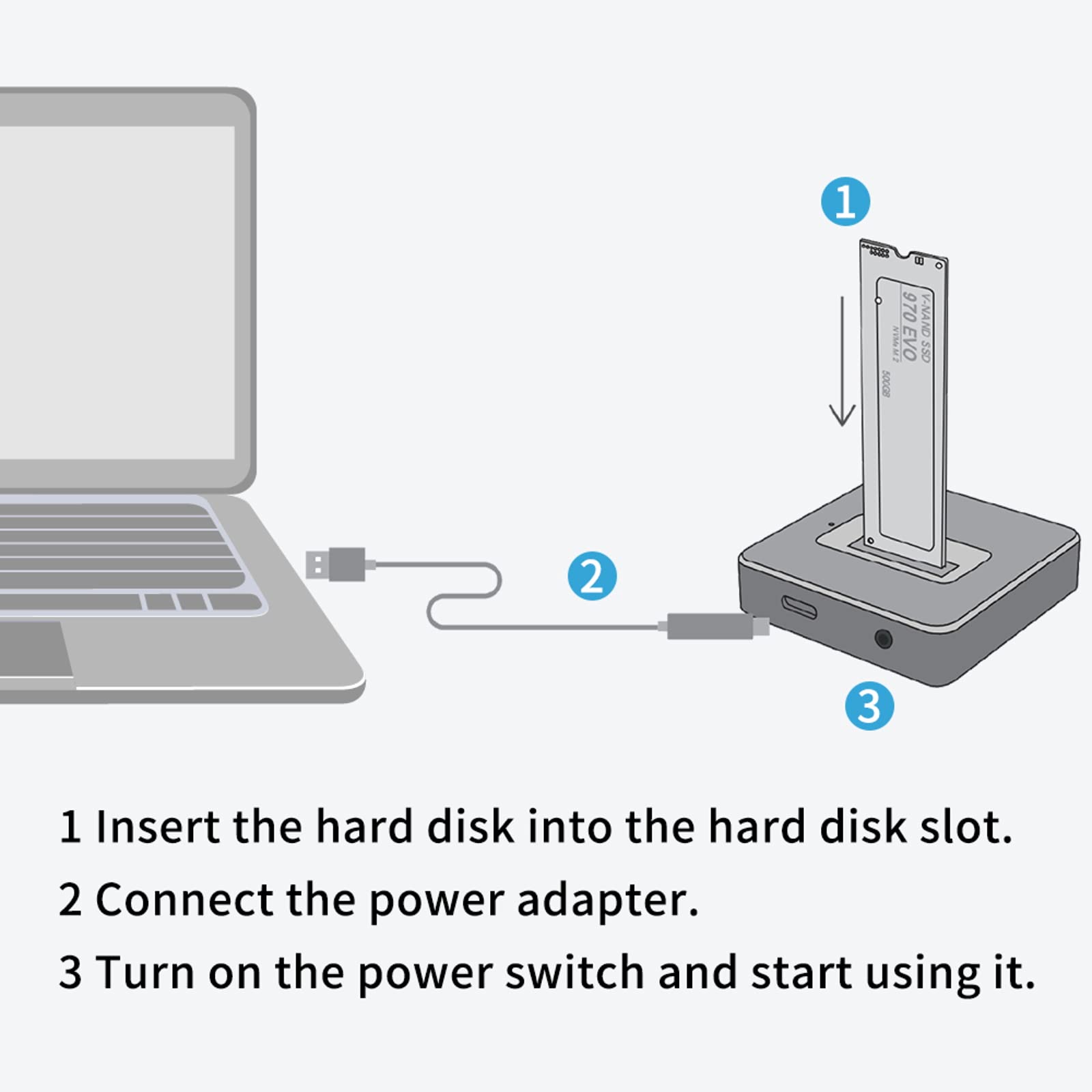 ACASIS NVME SSD Reader Adapter, Aluminium Alloy Housing Fast Heat Dissipation, NVME to USB Docking Station, M.2 SSD to USB Adapter 10Gbps, Support M.2 (M Key) NVMe SSD and (B+M Key) SATA-Based SSD