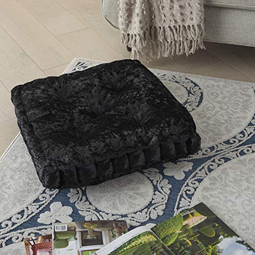 Mina Victory Life Styles Booster Seat Cushion Black 24" X 24" X 4" Throw Pillow