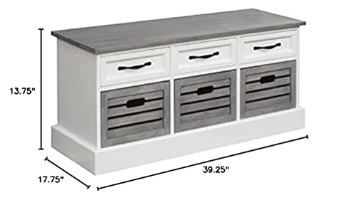 Coaster Home Furnishings Alma 3-Drawer Storage Bench White and Weathered Grey