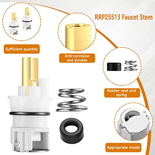 2 Pack RP25513 Faucet Stem Compatible for De-lta Faucet with RP4993 Seat and Spring Fit for Kitchen Two Handle Faucets De-lta Faucet Repair Kit