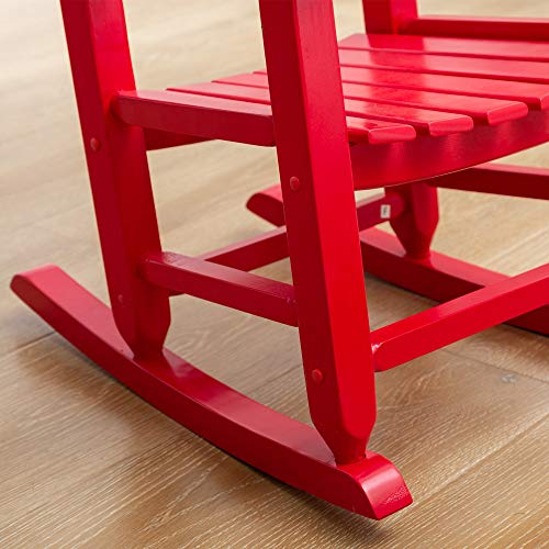 BplusZ KD-21R Rocking Kid's Chair Wooden Child Toddler Patio Small Rocker Red Ages 3-6 Red
