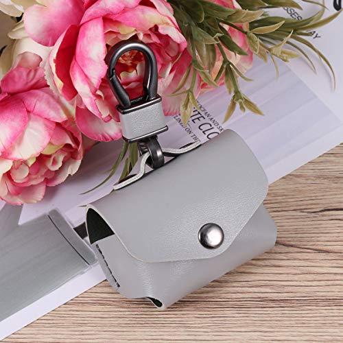 Hemobllo Compatible for AirPods Pro Case - Leather Protective Cover Anti-Scratch Shockproof Earbuds Carrying Case with Keychain Compatible with AirPods Pro Charging Case (Light Grey)