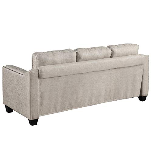 3 Pieses Mid-Century Modern Sofa Sets Linen Fabric Tufted Back Sofa&Couch Include 3 Seaters Couch, Loveseat and Armchair with Rivets Rivets for Home Apartment Office Living Room Furniture Sets