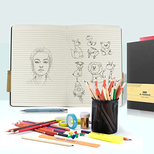 Classic Notebooks Lined Hardcover 2 Pcs A5 Hardcover Faux Leather Notebooks Premium PU Leather 120 GSM Quality Thick Paper 5 x 8.25 Inches Journal Notebook for Work & School 2 Black