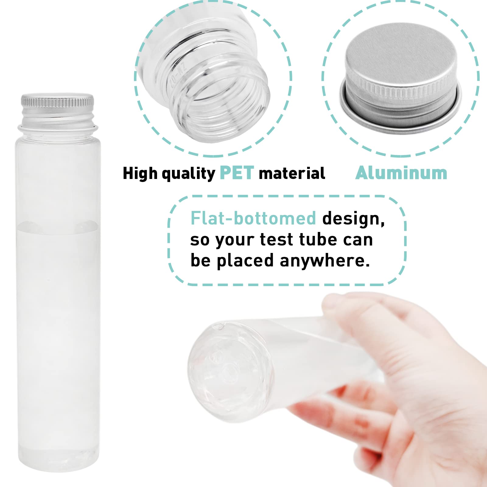 20 Pcs Test Tubes,115 ML Clear Plastic Test Tubes with Screw Caps,Flat-Bottomed Test Tubes with Lids for Plant Propagation,Jewelry,Gumball,Candy,Bath Salt Container,Science Party