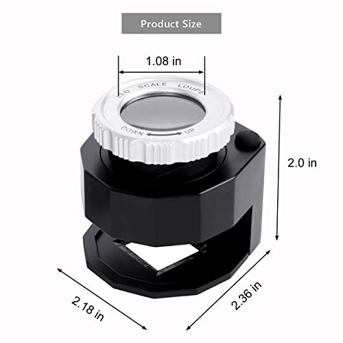 Loupe Magnifier 30X Aluminum Alloy Magnifier Illuminated Adjustable Focal Length Desktop Magnifier with 6 Lights for Jewelry Textile Optical Currency Coins Stamps Circuit Board Gems …