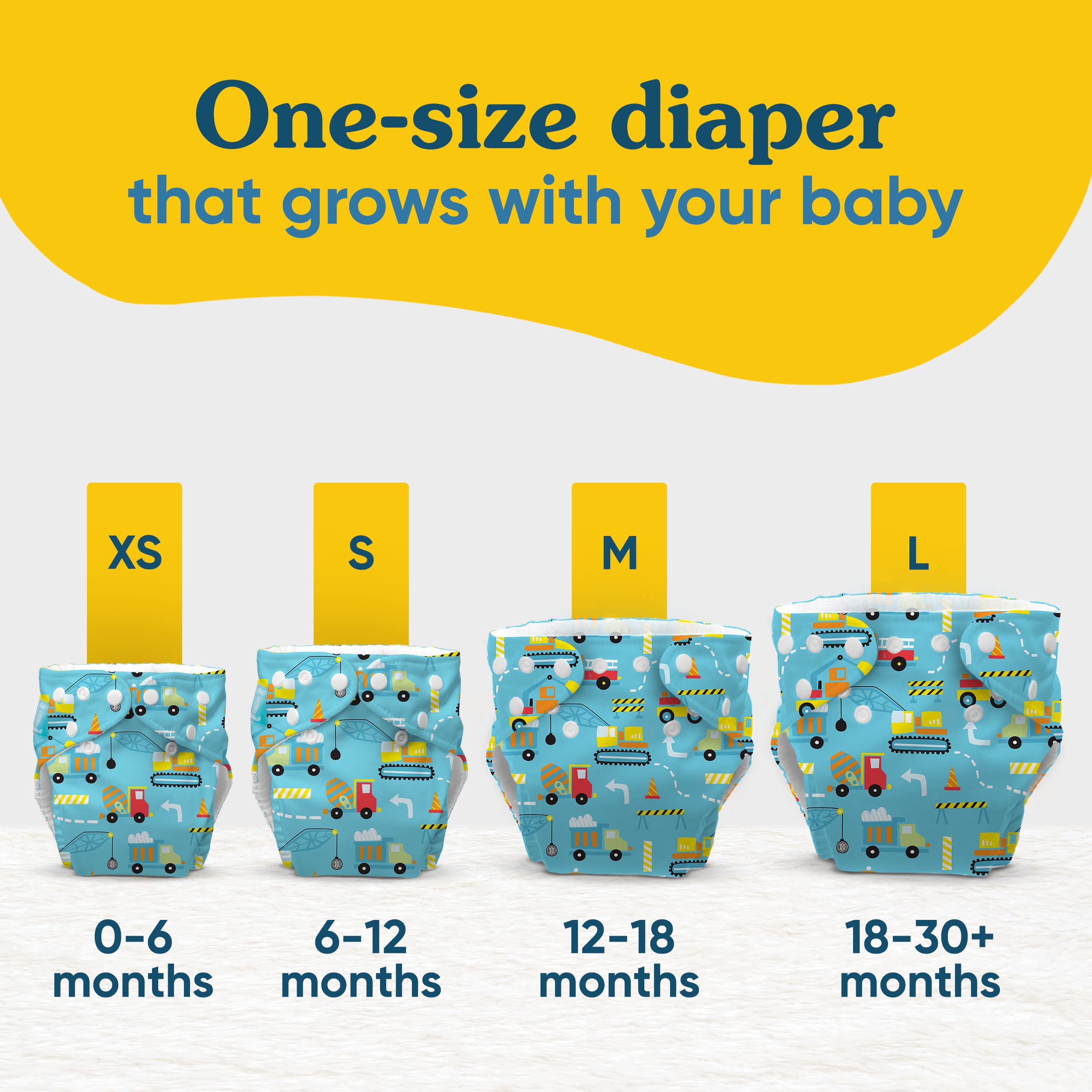 Charlie Banana Baby Washable and Reusable Cloth Diapers, 1 Soft Pocket Diapers and 2 Absorbent Inserts, One-Size, Malibu