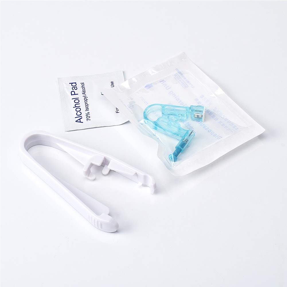 Lishae Ear Piercing Kit, 8 Pcs 4mm Disposable Self Ear Pericings Kit with Ear Studs and 1Pcs Piercing Gun Aid Pierce Kit Tool