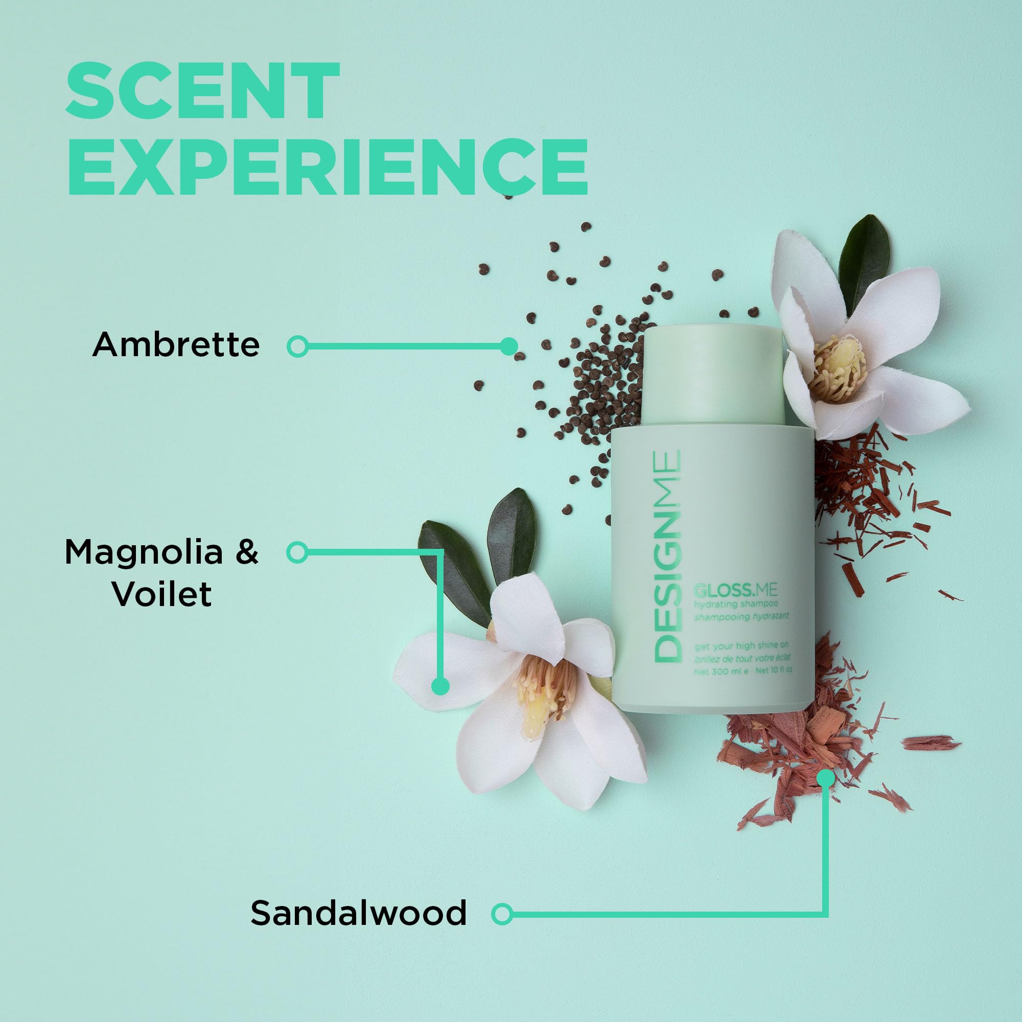 GLOSS.ME Hydrating Shampoo by DESIGNME | Hemp & Argan Oil Shampoo Adds Softness & Shine | Straight, Wavy, or Curly Hair Shampoo | Sulfate-Free & Color-Safe Moisturizing Shampoo for Dry Hair, 10 Fl Oz