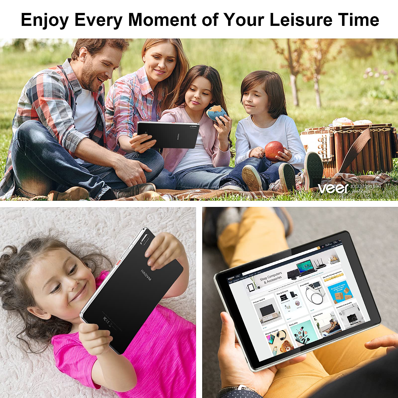 HAOVM Android 10.0 Go Tablet 9 Inch,MediaPad P9 Octa-Core Processor,1280x800 IPS HD Display Screen,2GB RAM,32GB Storage,Dual Camera,2.4/5.0G WiFi,5000mAh,128GB Expand,Non-Scratch Glass Back