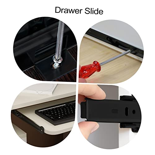 3 Pairs Keyboard Rails Desk Rail Rack Drawer- Design Rack Keyboard Slide Out Tray Cabinet Slides Computer Stand Practical Keyboard Stand Under The Stage Office Steel Cupboard