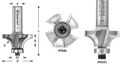 Amana Tool - 49527 Carbide Tipped Corner Round 1/4 Radius x 7/8 Dia x 1/2 x 1/4" Shank