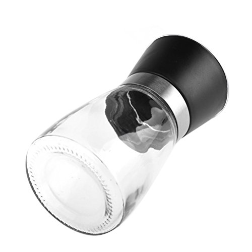 BlueSnail Manual Grips Glass Salt Pepper Grinder Seasoning Bottle (5.1", Black)