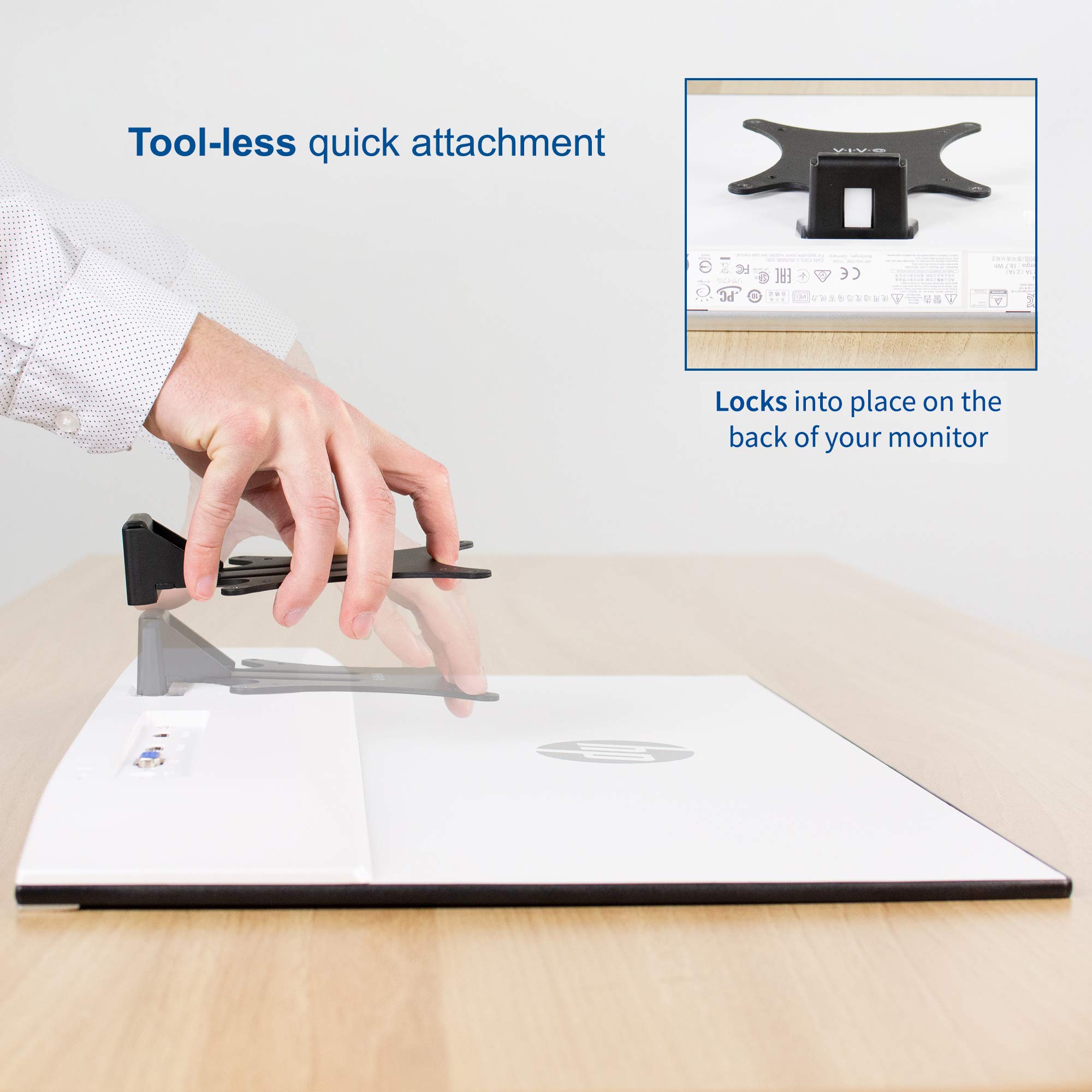 VIVO Quick Attach VESA Adapter Designed for HP Monitors 27er, 27es, 27ea, 25er, 25es, 24ea, 24es, 23er, 23es, 22er, 22es, 22f, 23f, 24f, 25f, 27f, 27fw VESA 75x75m and 100x100mm, MOUNT-HP27ER