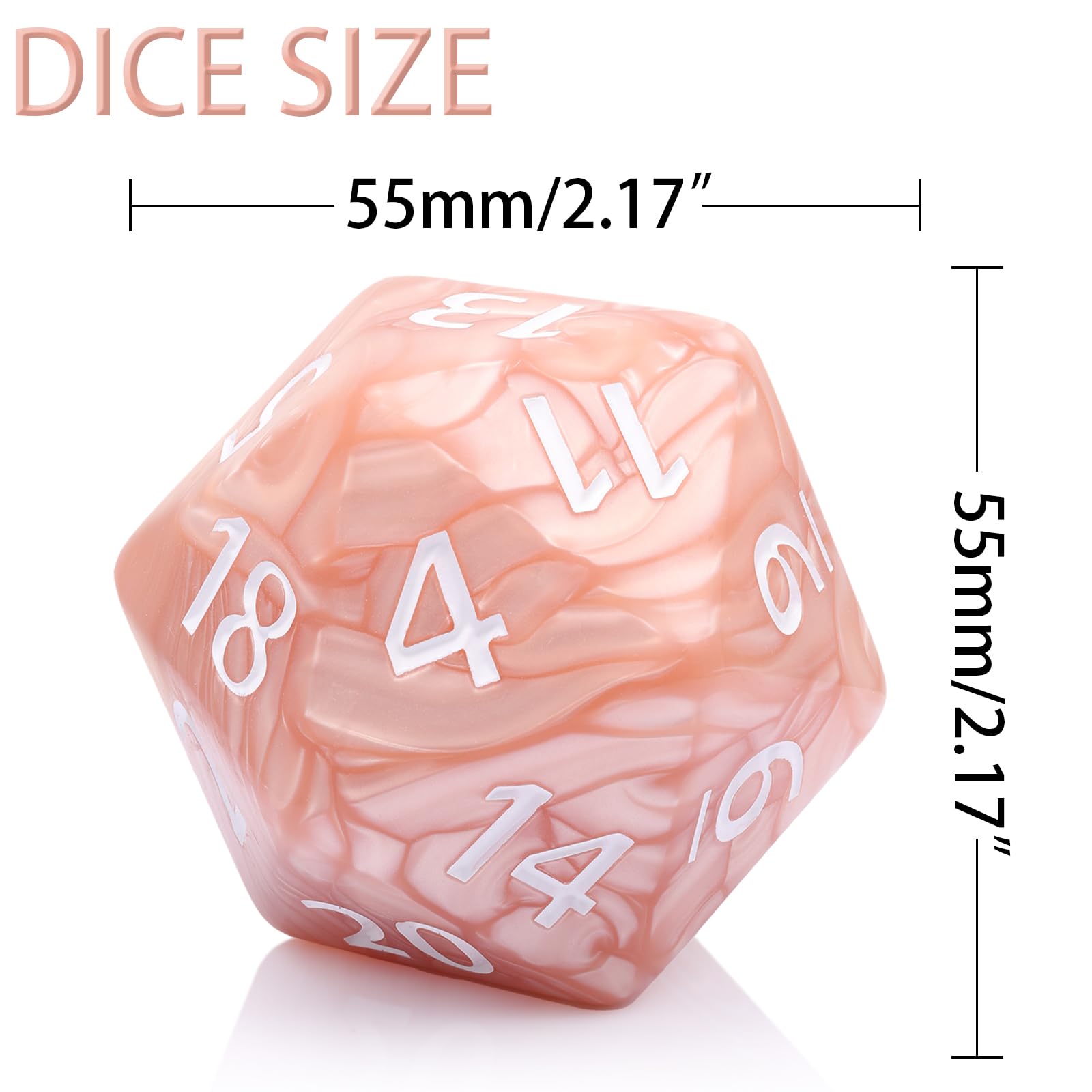 20 Sided DND Dice,D20 Giant Polyhedral Dice,55mm Titan Large Pearl Color D20 Dice,20 Sided Cube D&D Dice Set for Dungeons and Dragons, RPG, MTG Table Games(Black-Pearl Series)