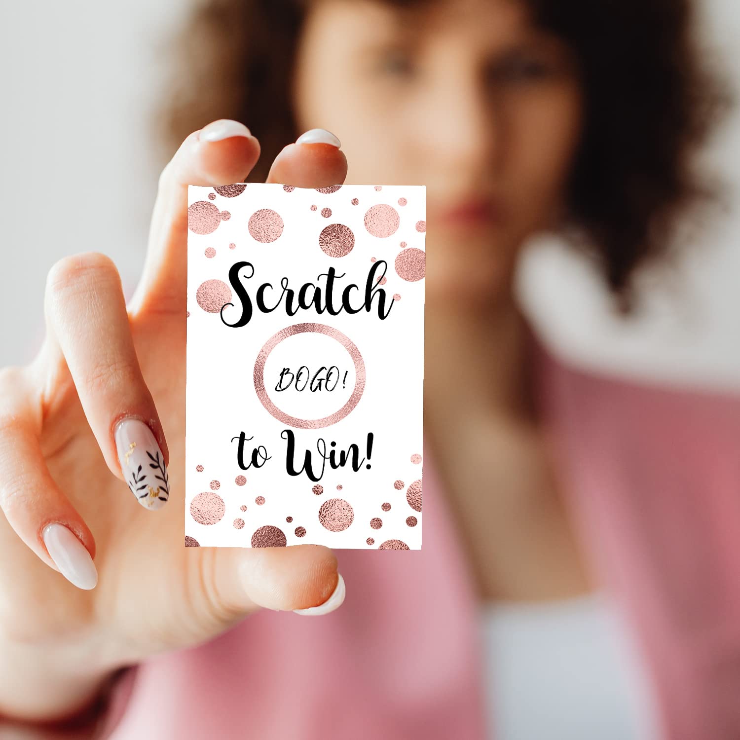 50 Blank Gift Certificate Scratch Off Cards, Clients or as Luxury Holiday Vouchers, DIY Coupon Cards for Birthday, Bridal Shower Activity, Raffle Ticket Drawing, Reveal to Win Event(Rose Gold )