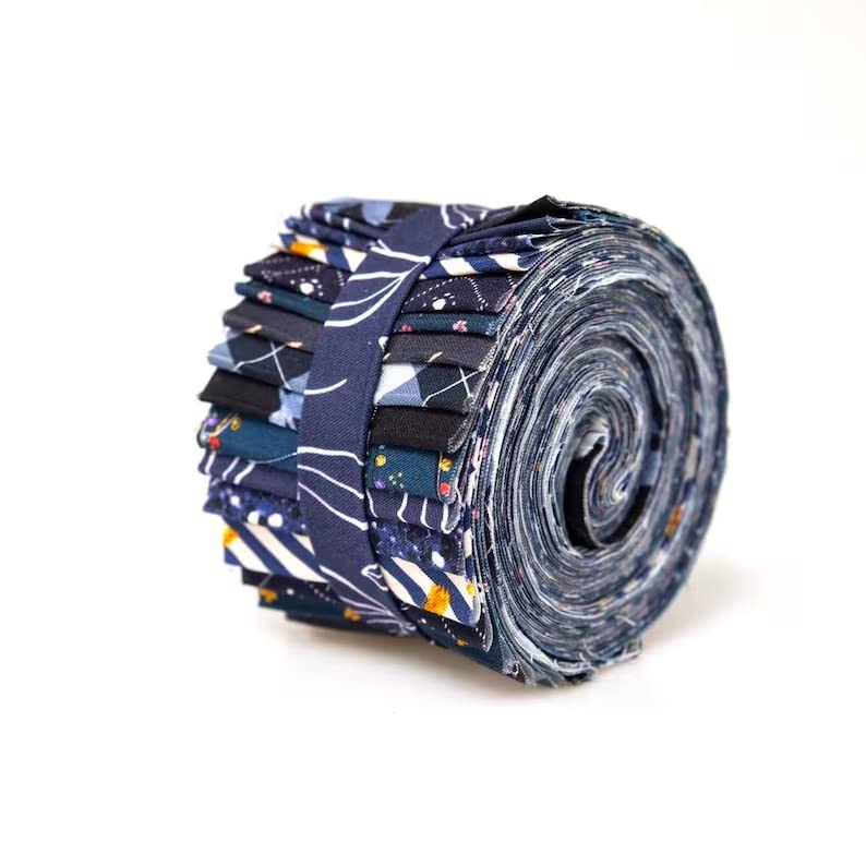 20 Pieces Fabric Cute, Beautiful It's All Navy Jelly Roll 2.5 inch pre-Cut, Cute 100% Cotton Fabric Quilting Strips 2.5"